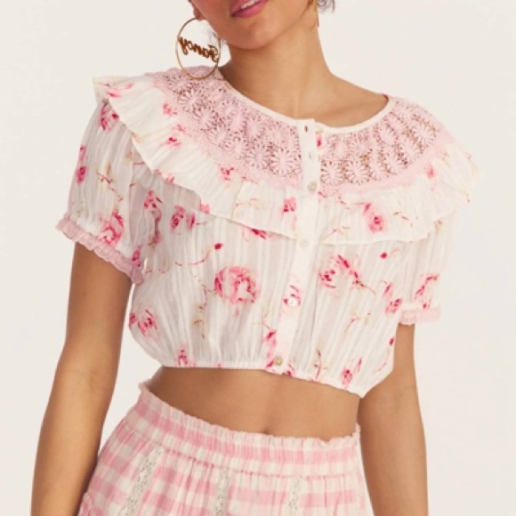 LoveShackFancy | Tops | New Loveshackfancy Elaina Crop Top In Cherry ...